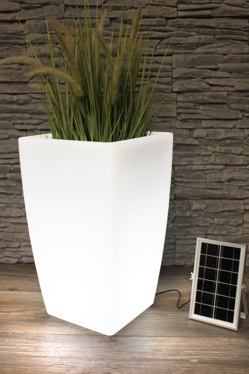 Solar Blumenkübel 50x30 cm LED RGB Blumentopf modern eckig Pflanzkübel ...